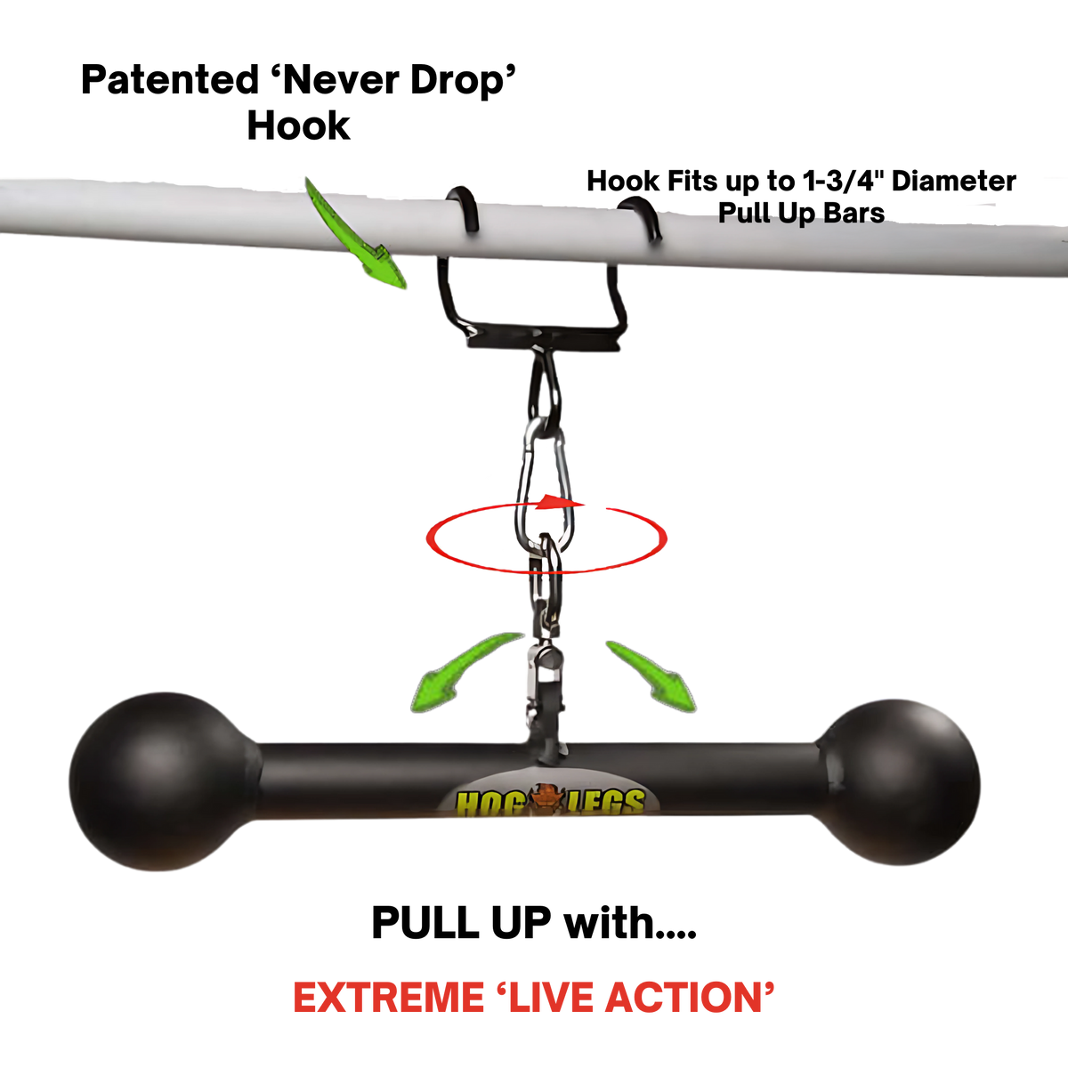 HOG LEGS Hog Balls Upper Body Exercise Equipment Bar - Pull-up Hook ...
